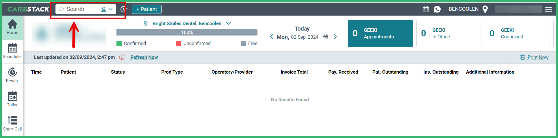 Global Search Bar – CareStack