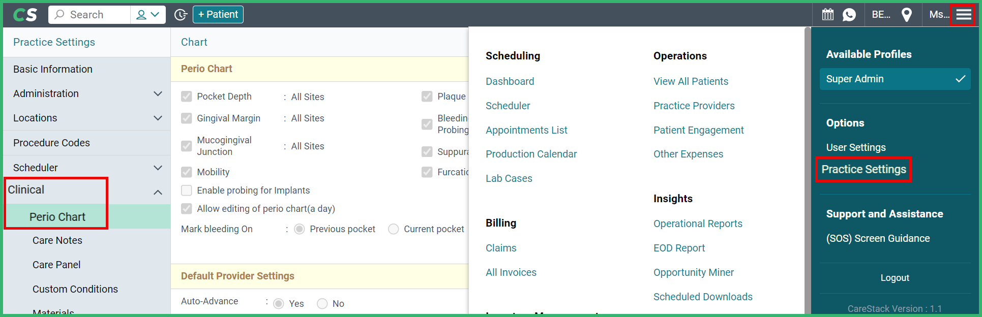 Customising Perio Chart – CareStack